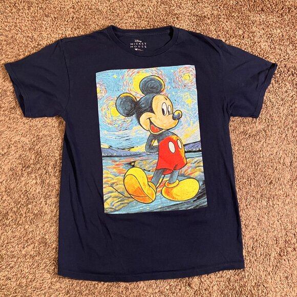 Disney | Shirts | Disney Mickey Mouse Van Gogh Starry Night Sketch ...